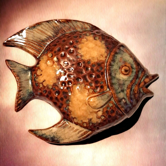 Wall Decor | Vintage Ceramic Glazed Fish Wall Art Marbeled Decor ...